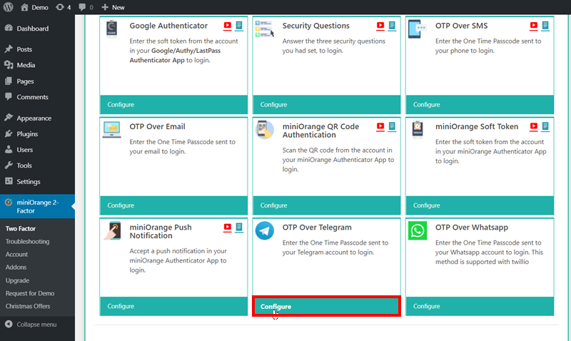 How to setup OTP over Telegram for two factor authentication? | OTP ...
